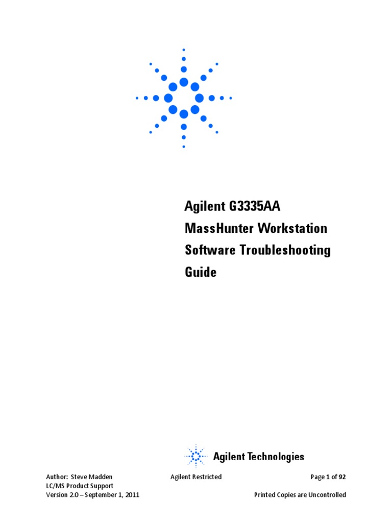 Agilent G3335AA MassHunter Software Troubleshooting Guide V2 - 0 | PDF ...