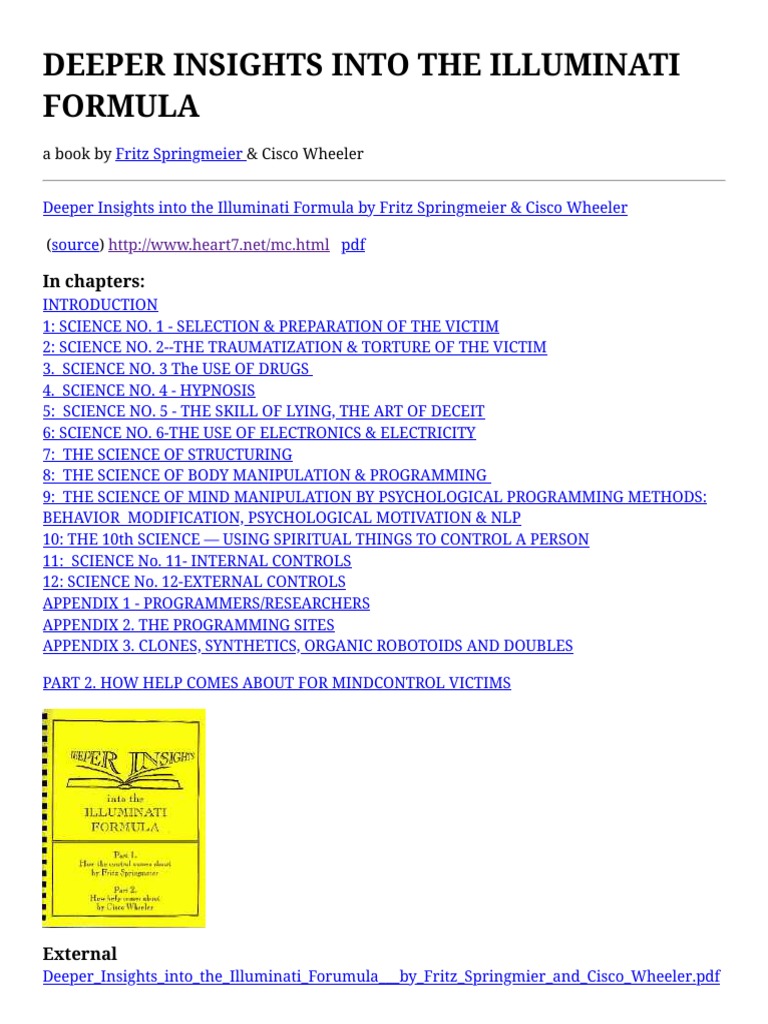 Deeper Insights Into The Illuminati Formula by Fritz Springmeier ...