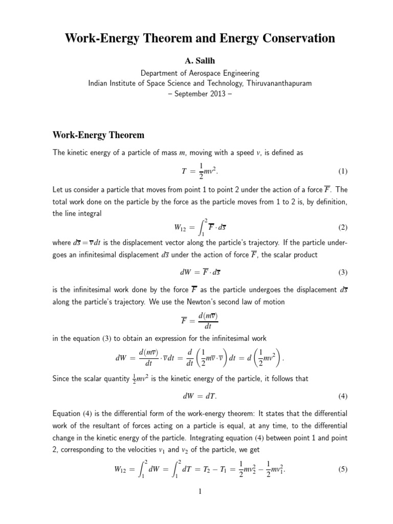 Work-Energy Theorem and Energy Conservation | Download Free PDF | Force ...