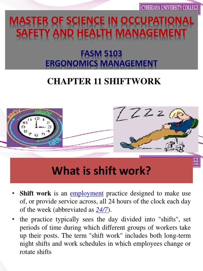MOSH-Chapter 11 (Shiftwork) | PDF | Shift Work | Sleep