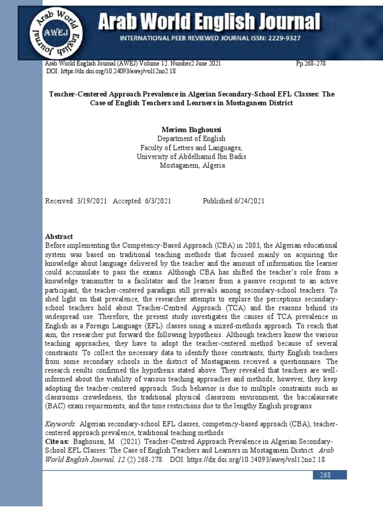 Arab World English Journal (AWEJ) Volume 12. Number2 June 2021 Pp.268 ...