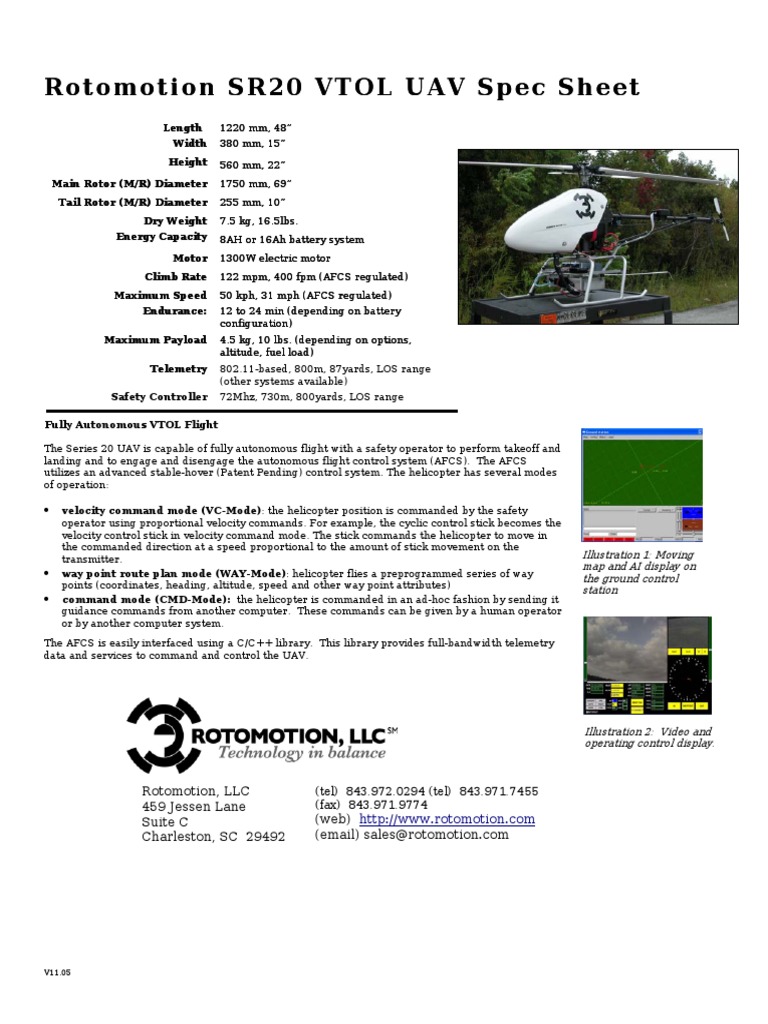SR20 Uav Sheet | PDF | Helicopter | Unmanned Aerial Vehicle
