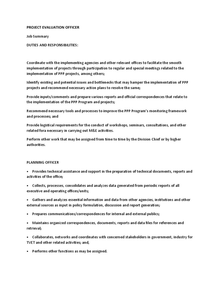Project Evaluation Officer | PDF