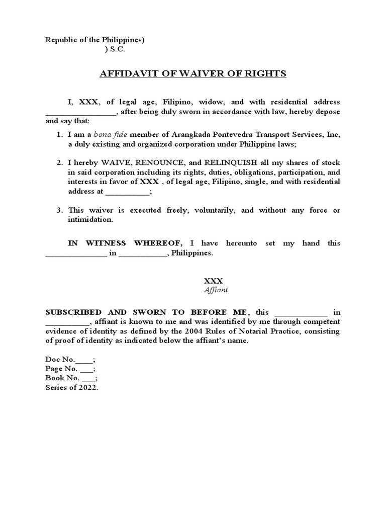 Waiver of Rights | PDF