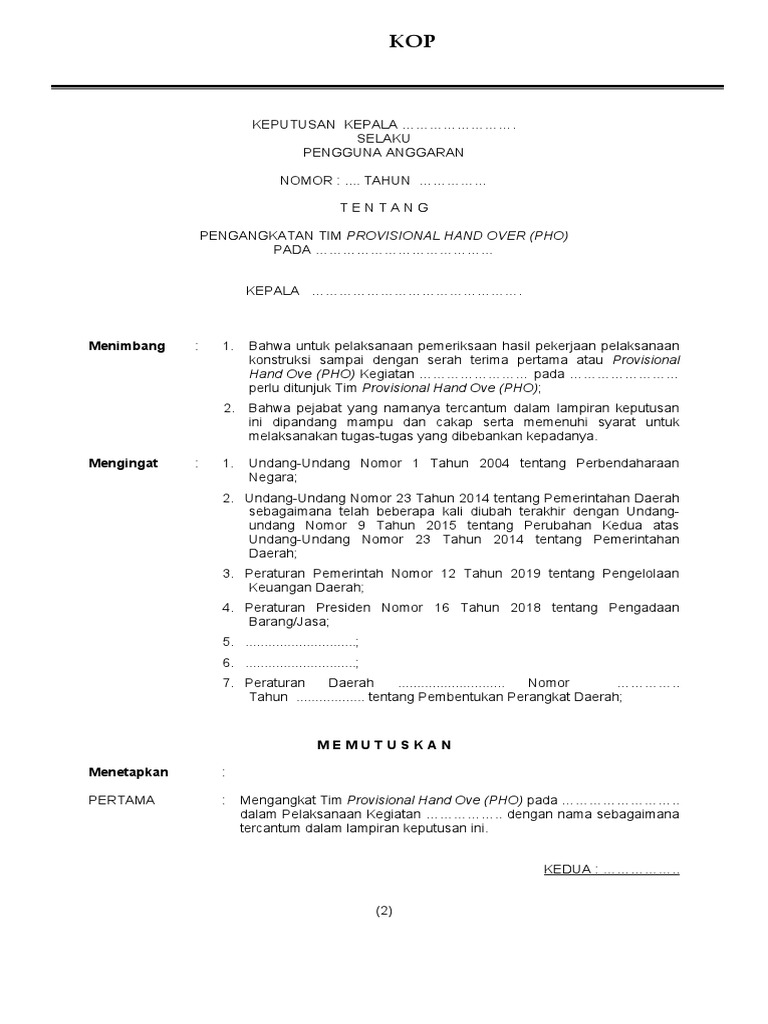 Contoh SK Tim PHO | PDF