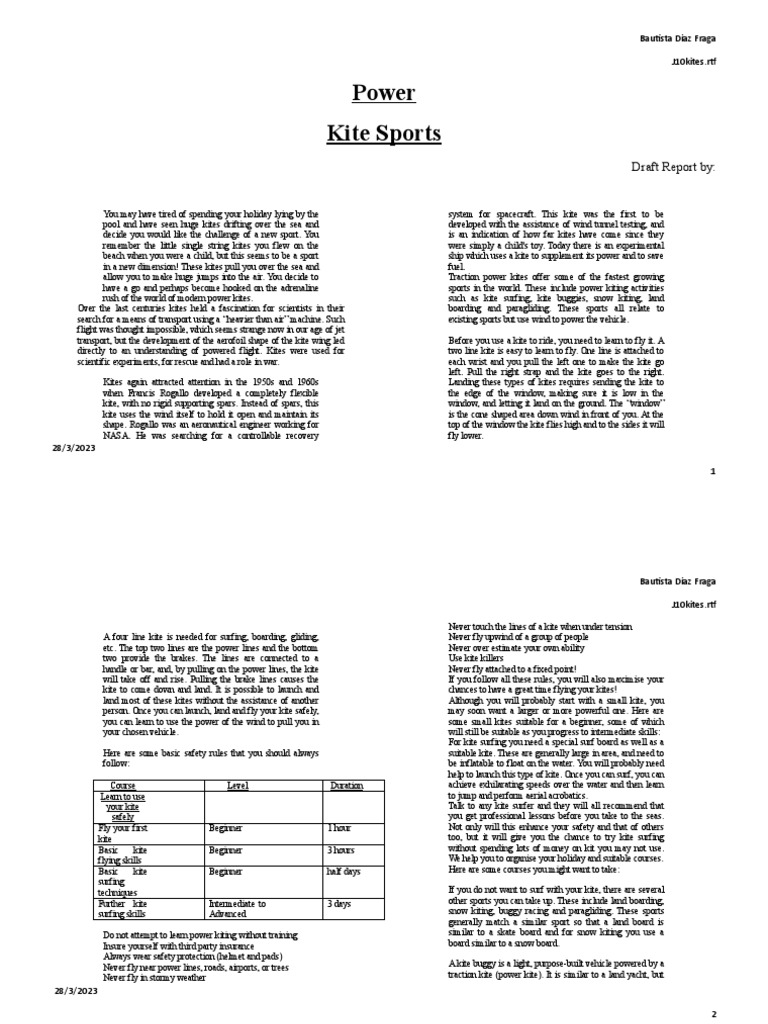 Power Kite Sports: Draft Report by | Download Free PDF | Kite | Transport