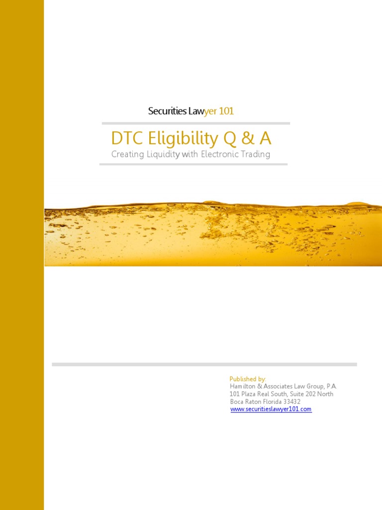 DTC Eligibility Q A | PDF | Securities (Finance) | Private Sector