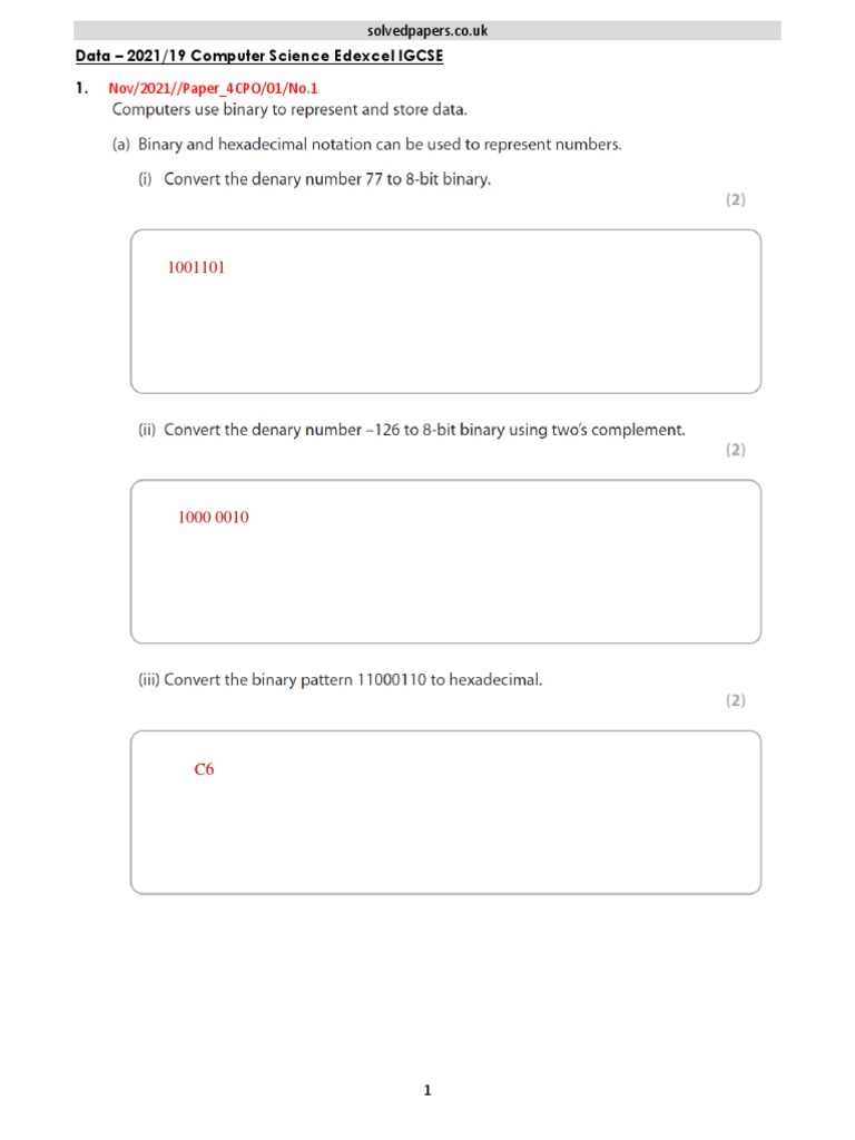 2021 - 19-Data-Edexcel Answers | PDF | Bit | Sampling (Signal Processing)