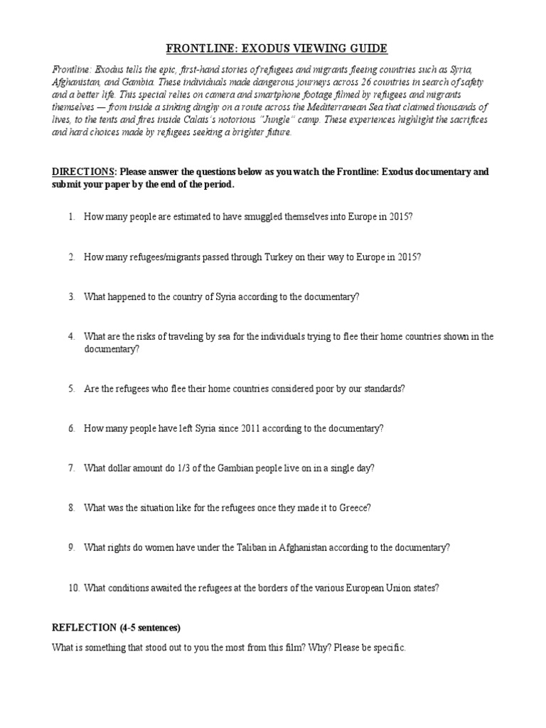 Frontline Exodus Viewing Guide | PDF