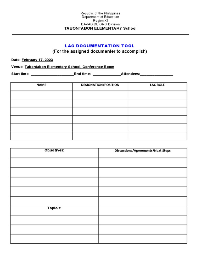 Template Lac Documentation Tool | PDF