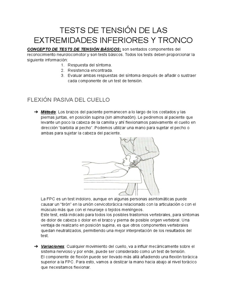 Tests de Tensión de Las Extremidades Inferiores Y Tronco: Flexión ...