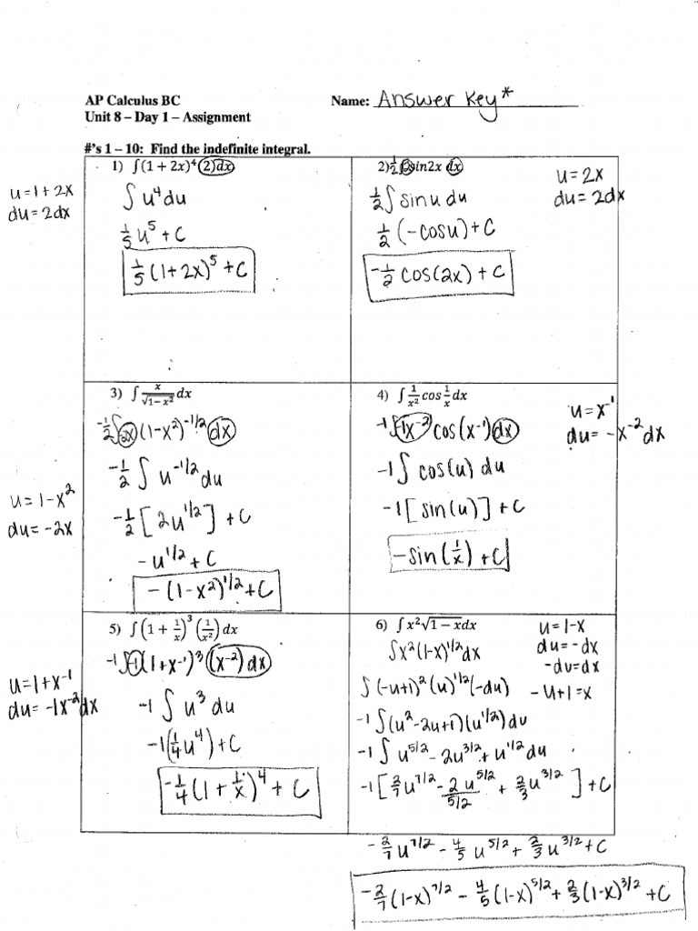 Unit 8 Day 1 Assignment Answer Key Pdf