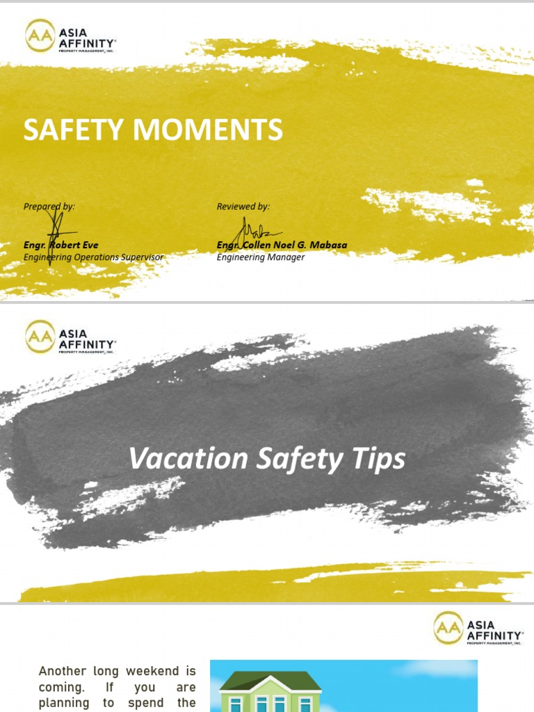 Safety Moment No. 5 - Vacation Safety Tips | PDF
