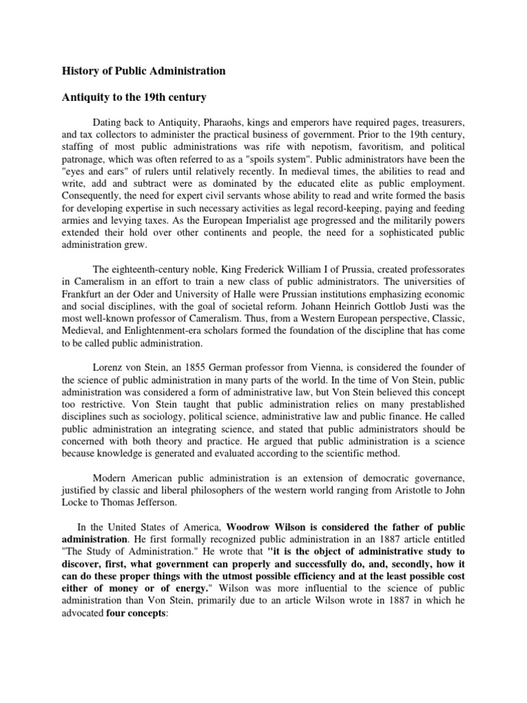 Evolution of Public Administration History | PDF | Public ...