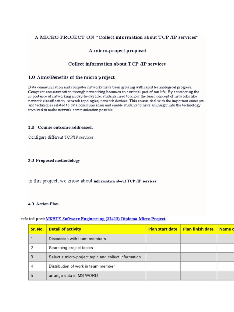 A Micro Project O1 | PDF | Internet Protocols | Internet Protocol Suite