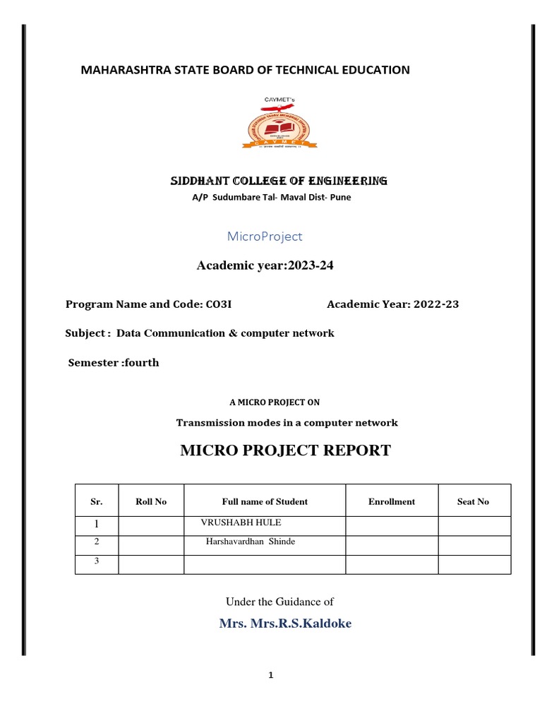 A Micro Project On | PDF | Duplex (Telecommunications) | Data Transmission