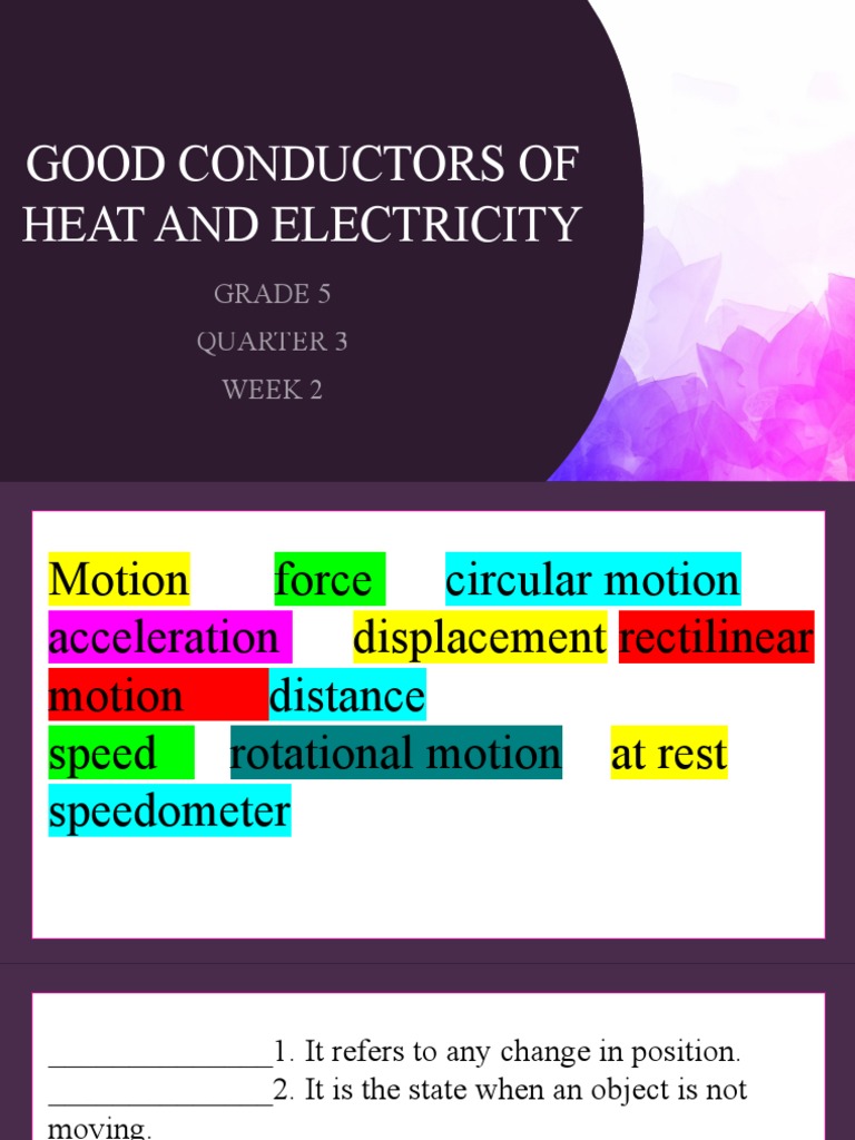 Good Conductors of Heat and Electricity: Grade 5 Quarter 3 Week 2 ...