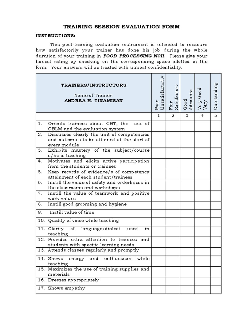 Exam - EVALUATION FORM | PDF | Education Theory | Change
