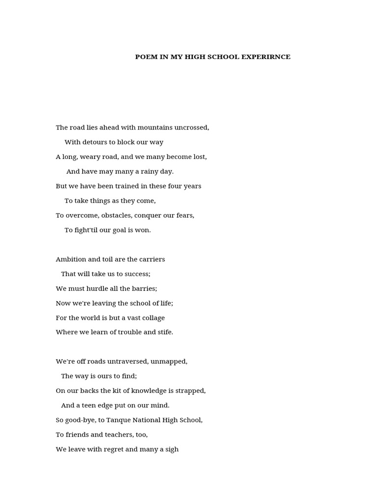 4.POEM IN MY HIGH SCHOOL RIZZY LUCION | PDF