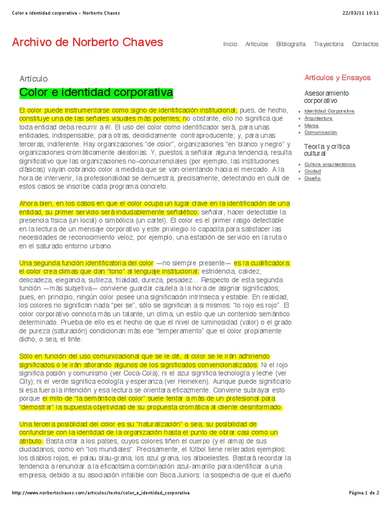Color e Identidad Corporativa - Norberto Chaves | PDF | Color
