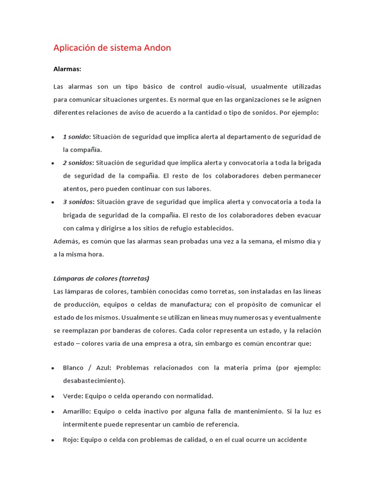 Aplicación de Sistema Andon | PDF