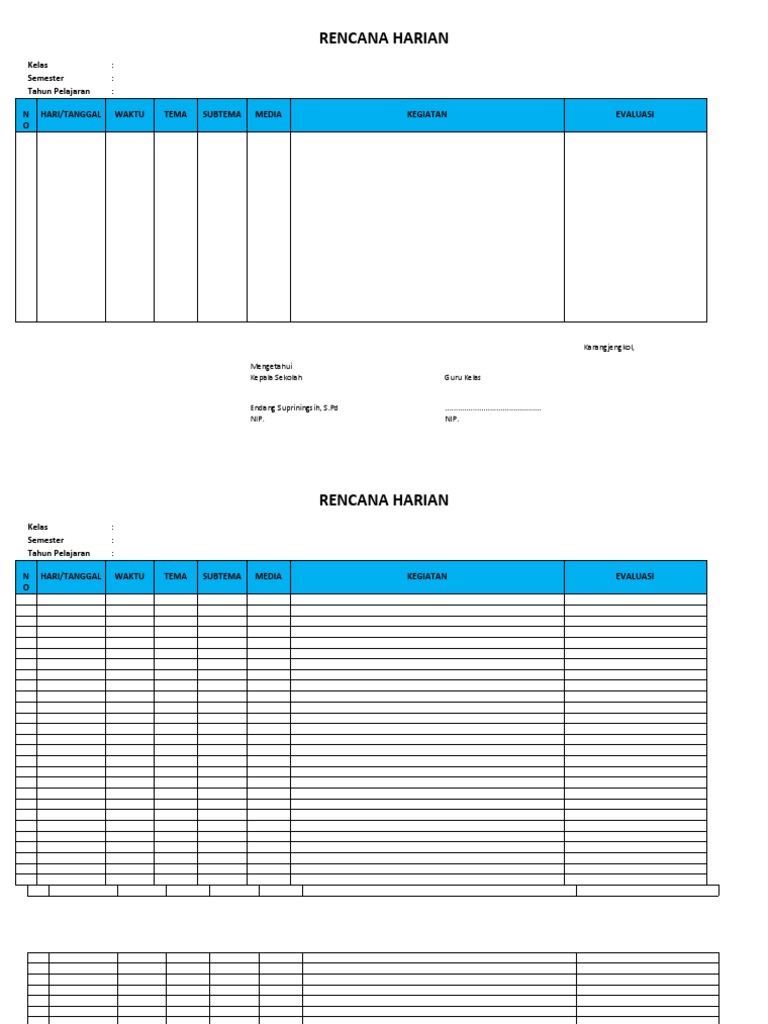 Rencana Harian | PDF