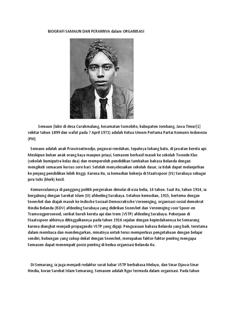 Biografi Semaun: Tokoh PKI Pertama | PDF | Politik