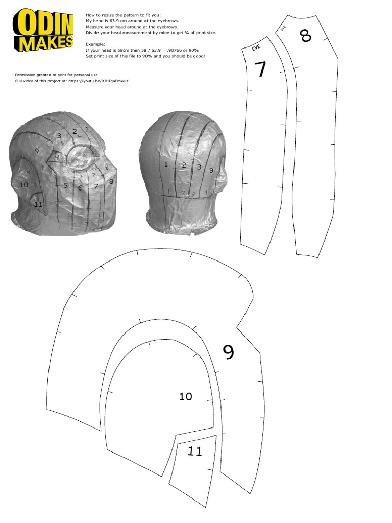 Zemo Mask Pattern - A3 Paper Sized | PDF | Face | Human Head And Neck