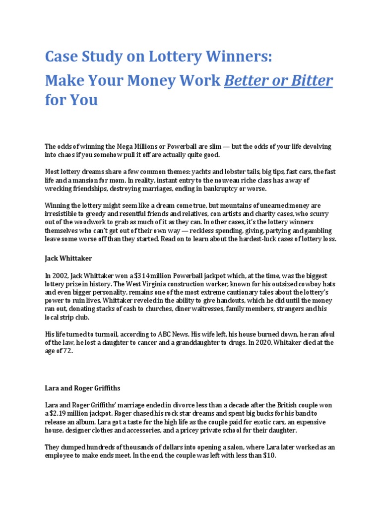 Case Study On Lottery Winners | PDF | Powerball | Lottery