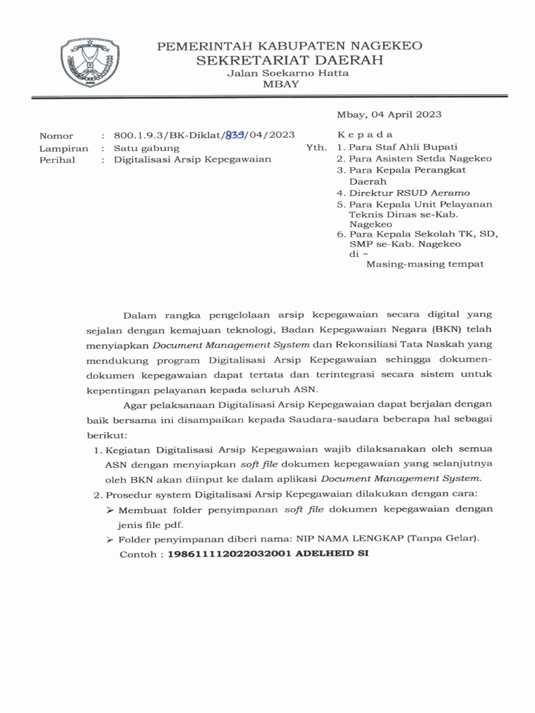 Digitalisasi Arsip Kepegawaian | PDF