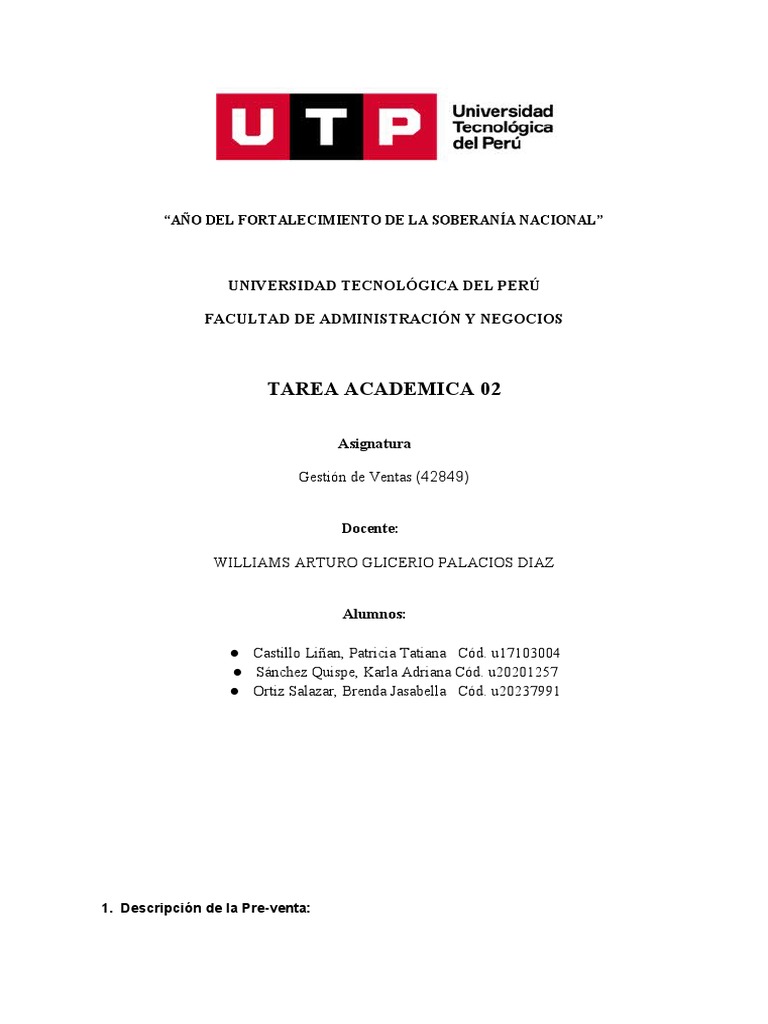 TA2 Ventas G1 | PDF | Producto (Negocio) | Calidad (comercial)
