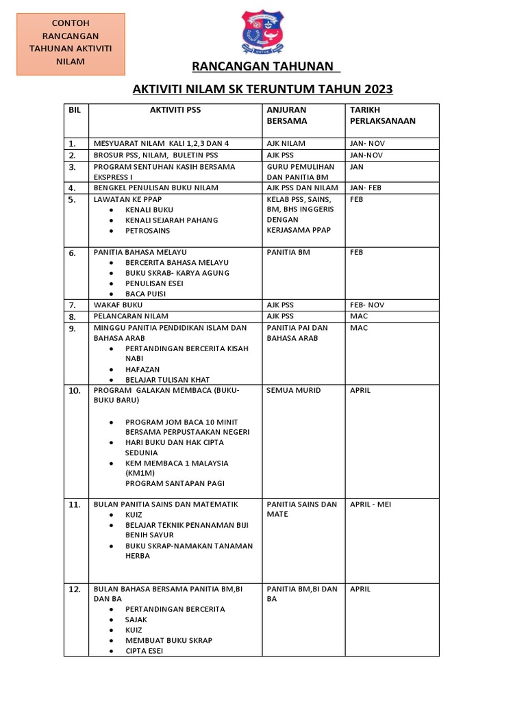 RANCANGAN TAHUNAN PSS TAHUN 2023 | PDF
