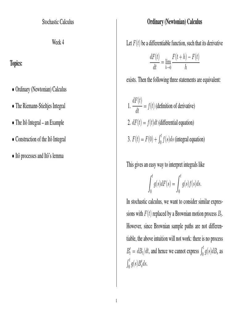 Defining The Stochastic Integral Constructing The Itô Integral Via The Riemann Stieltjes