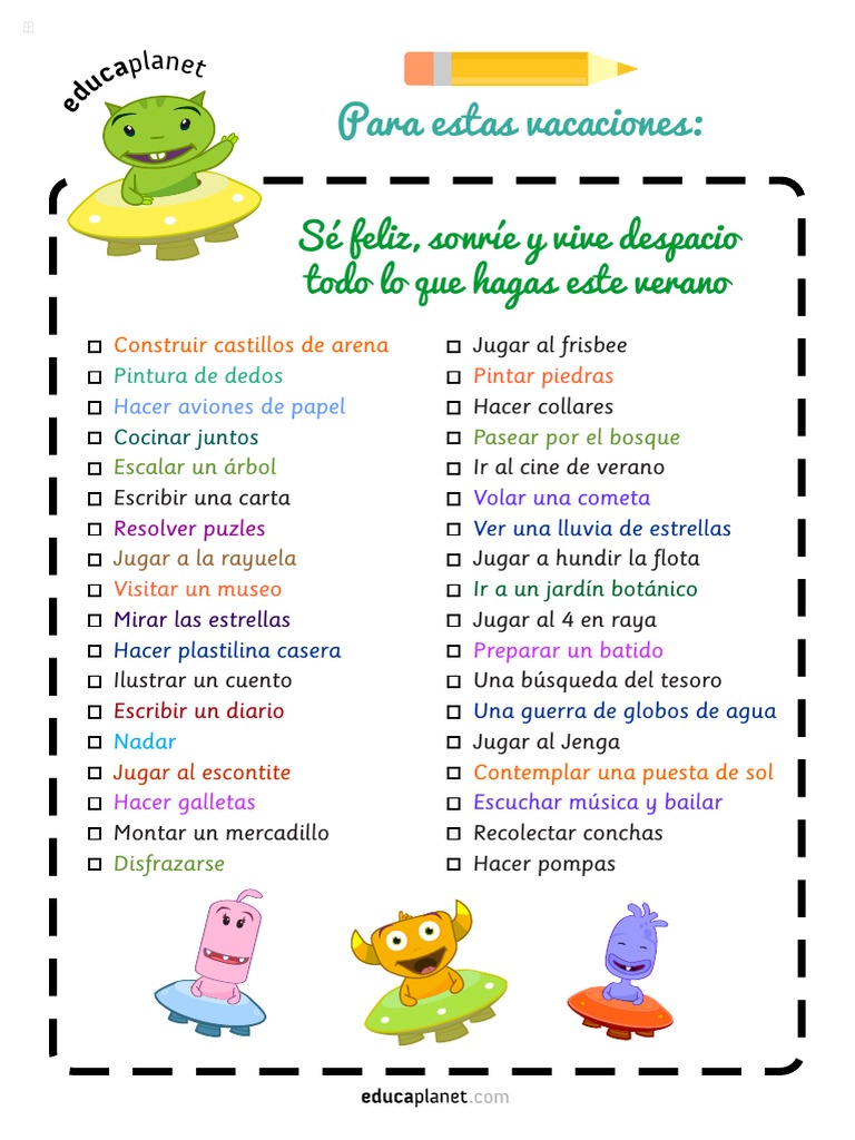 Verano Lista Actividades | PDF