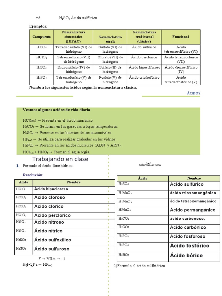 Acidos 3° Grado Quimica 2.5 | PDF | Ácido | Ácido sulfúrico