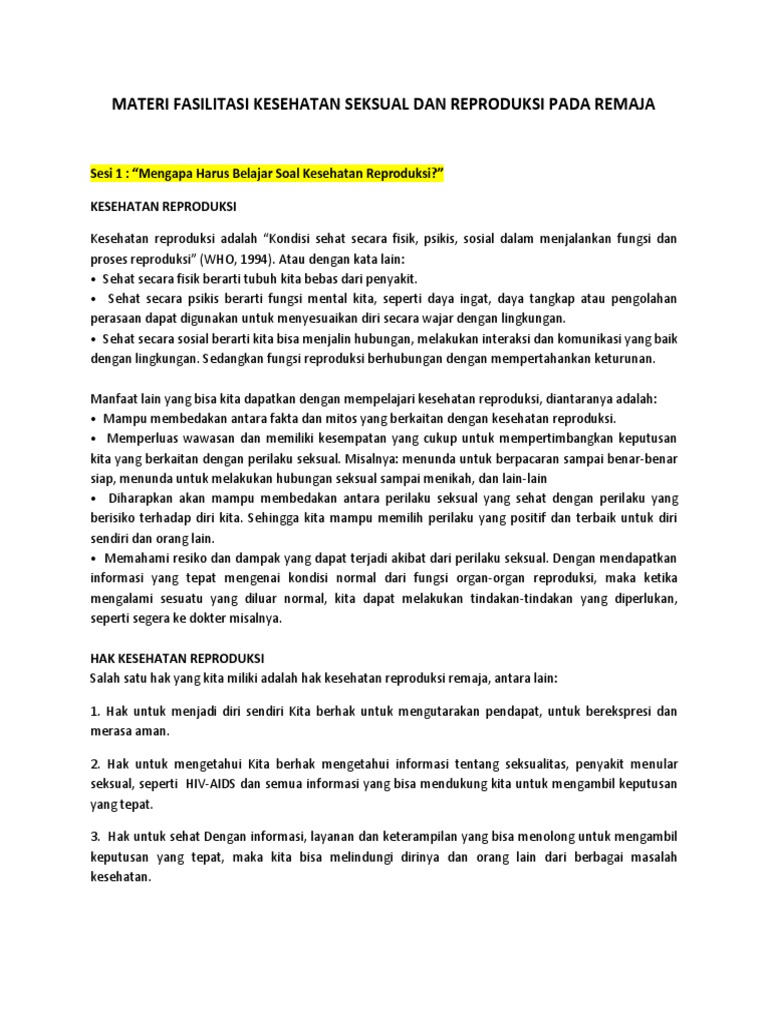 Kesehatan Reproduksi Remaja: Panduan Lengkap | PDF | Pengembangan Diri | Kesehatan Holistik