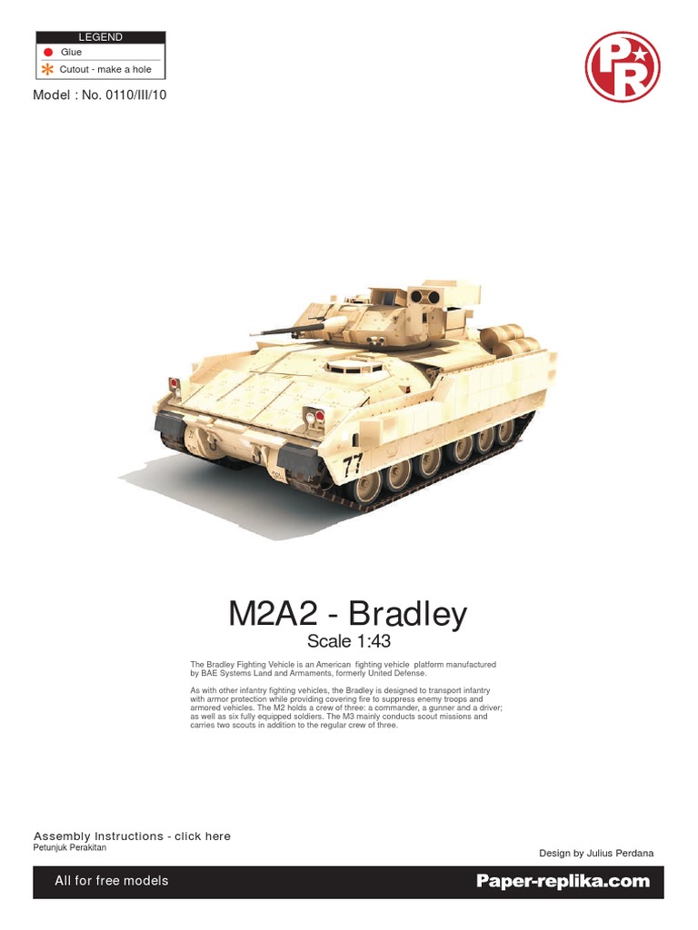 M2A2 - Bradley: Scale 1:43 | PDF | Armoured Vehicles | Combat Vehicles