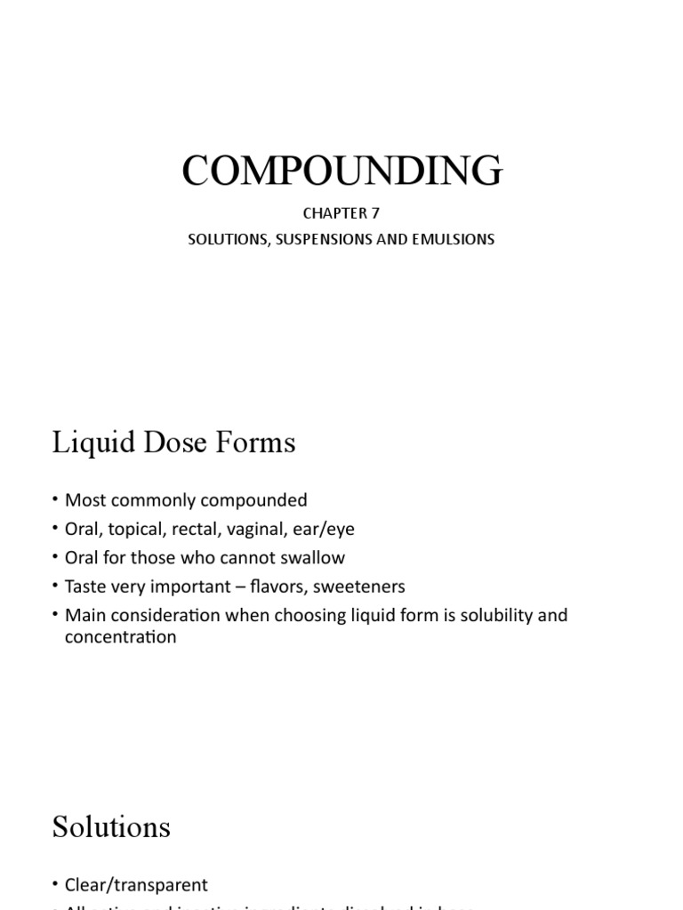 Chapter 7 Compounding | PDF | Emulsion | Colloid