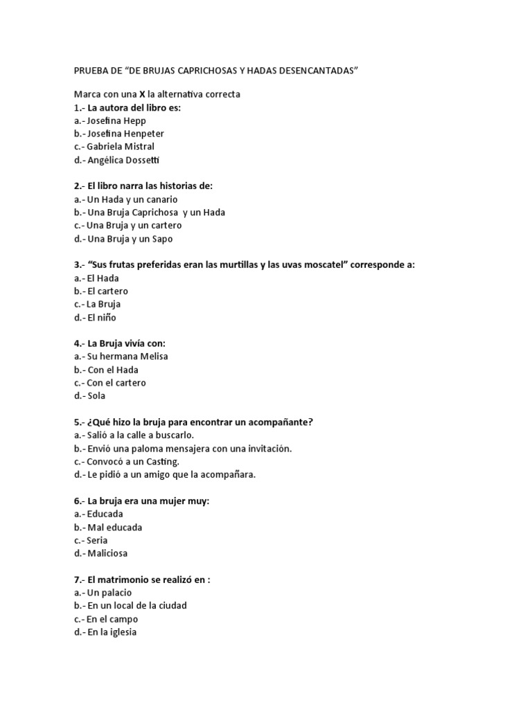Prueba Del Libro De Brujas Caprichosa Y Hadas Desencantadas Pdf