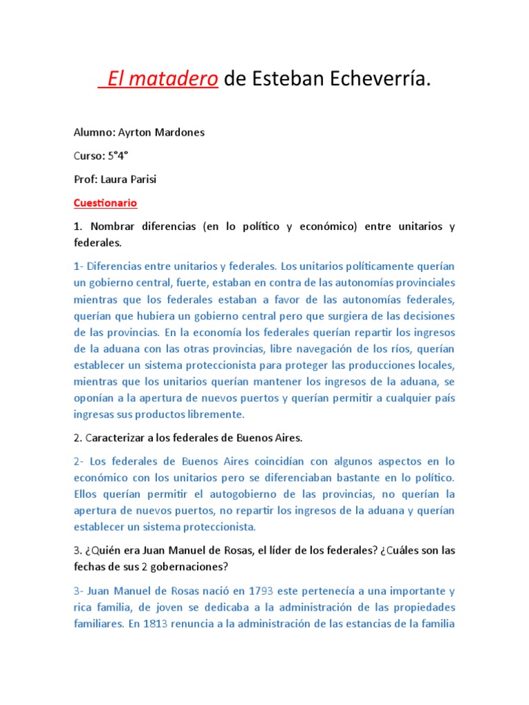 El Matadero de Esteban Echeverría | PDF | Argentina