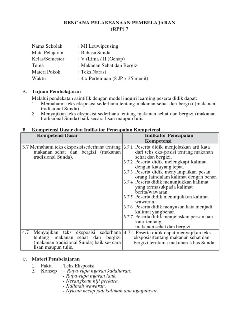 Rencana Pelaksanaan Pembelajaran (RPP) 7 | PDF