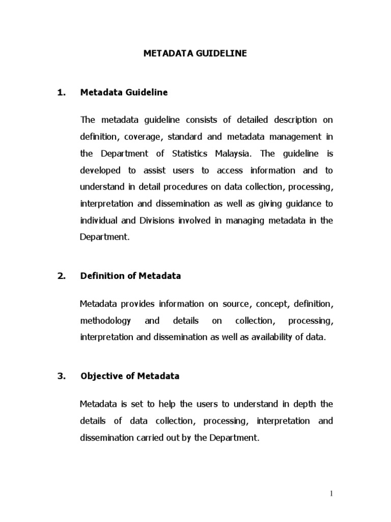 Metadata Guideline: Understanding Department of Statistics Data | PDF ...