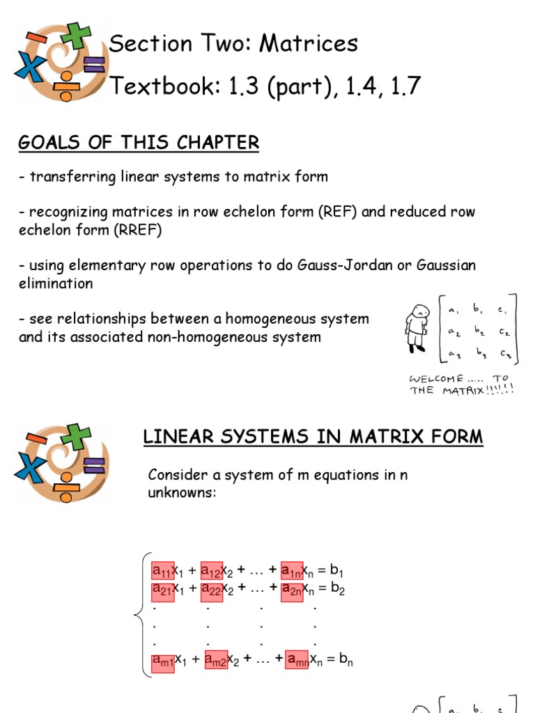 Matrices - Ch. 1.3 (Part), 1.4, 1.7 | PDF | System Of Linear Equations | Matrix (Mathematics)