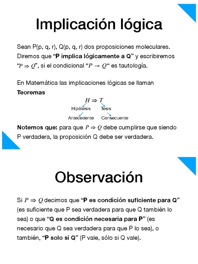Implicación Lógica y Ejemplos | PDF | Si y solo si | Gramática