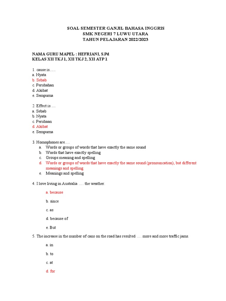 Soal Semester Ganjil Basing Ocha | PDF | Global Positioning System | Satellite