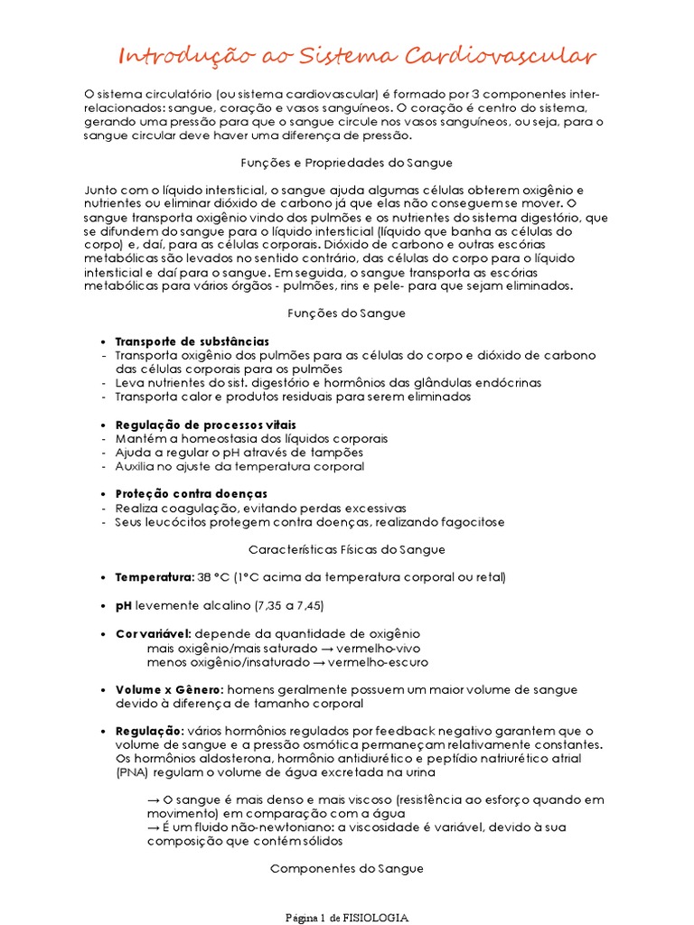 Introdução Ao Sistema Cardiovascular | PDF | Artéria | Sistema circulatório