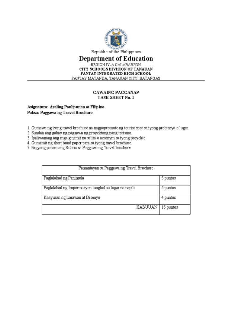 Pamantayan Sa Paggawa NG Travel Brochure | PDF