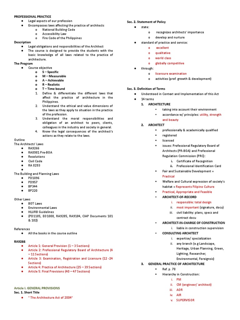 RA. 9266 Reviewer | PDF | Architect | Licensure