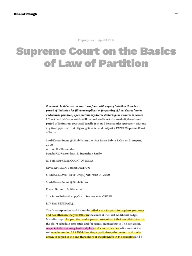 4-Voluntary-Supreme Court On The Basics of Law of Partition - Bharat ...