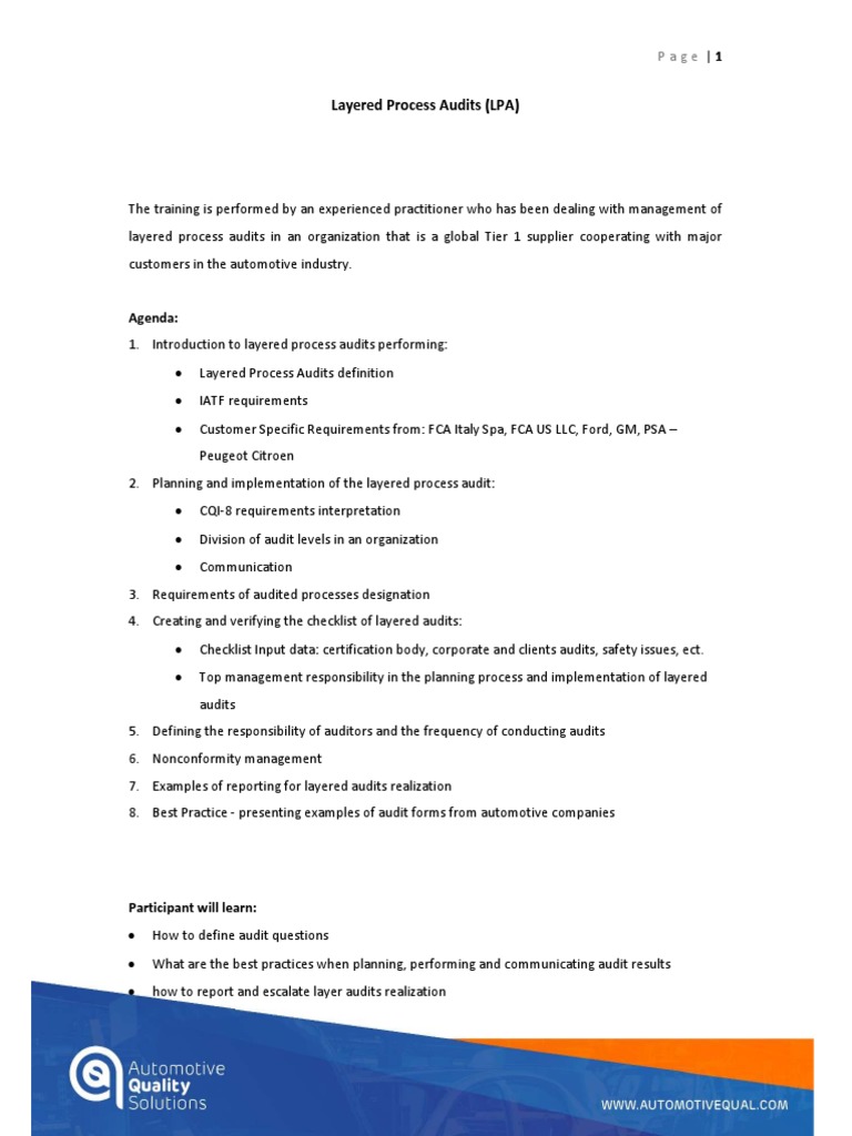 Layered Process Audits Training Overview | PDF | Audit | Business Economics